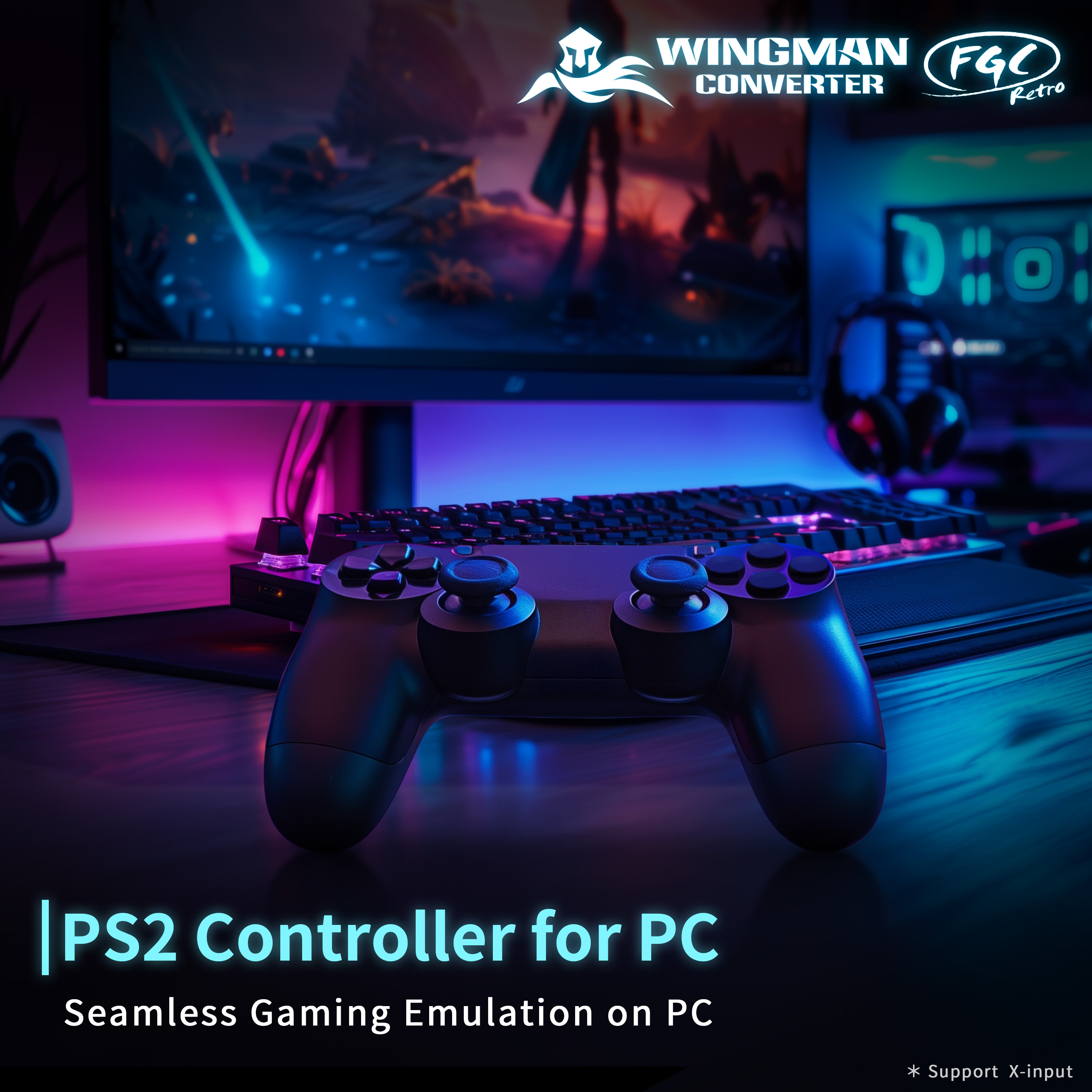 Brook Wingman FGC Retro | PS2 & PS1 Controller Adapter for PS5, PS4, PC ...